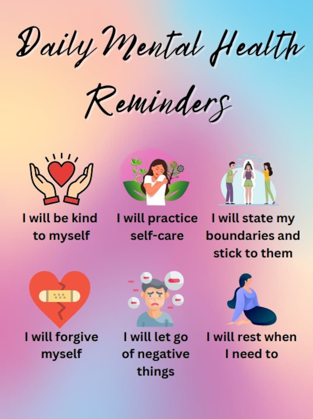 Mental Health Reminder Poster, Digital Poster for Classroom or Office ...