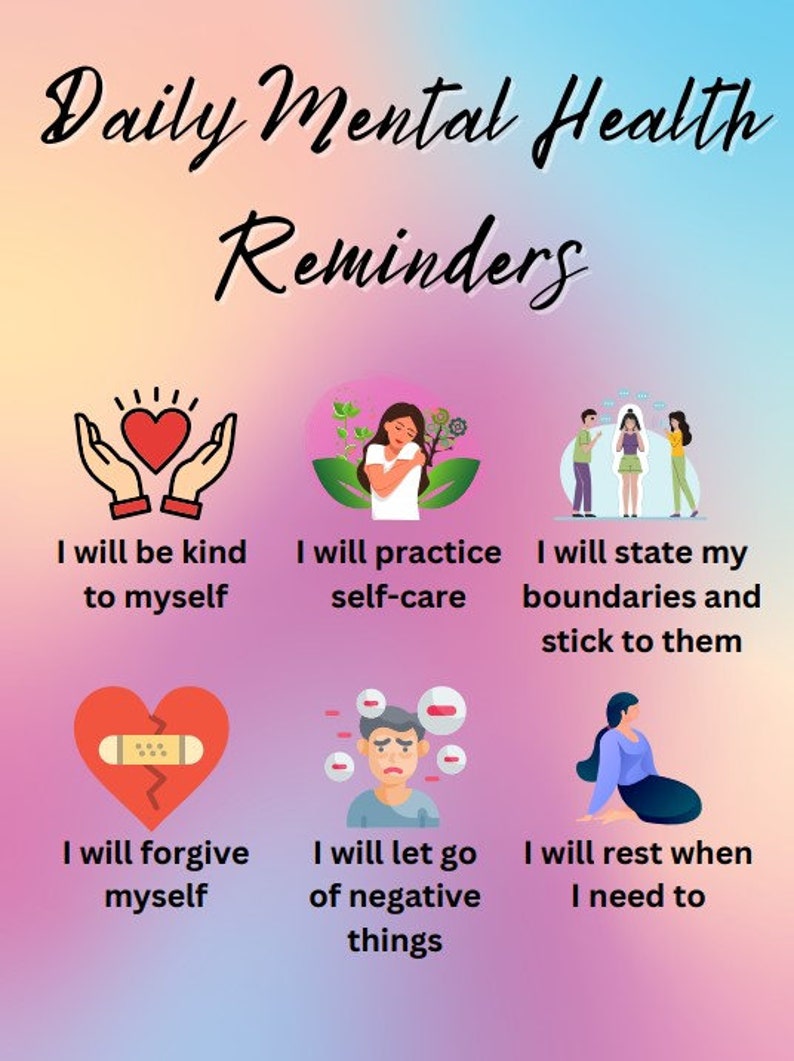 Mental Health Reminder Poster, Digital Poster for Classroom or Office ...