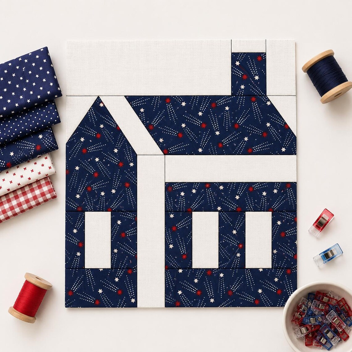Small House Quilt Block Foundation Paper Piecing FPP Quilt Pattern, 4 ...