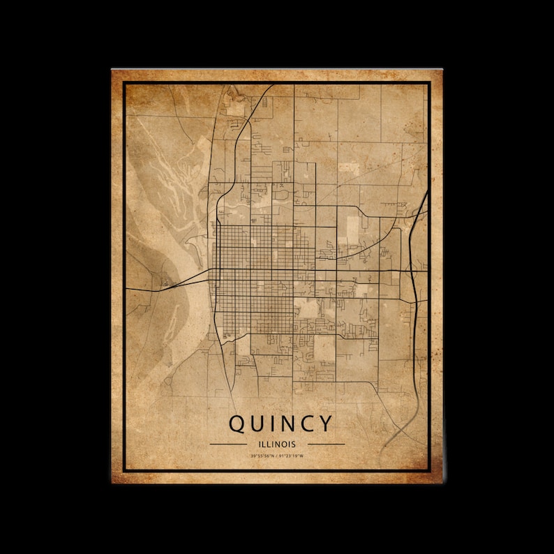 Historic Quincy IL Vintage Style Map Poster 16 X 20 Antique Style ...