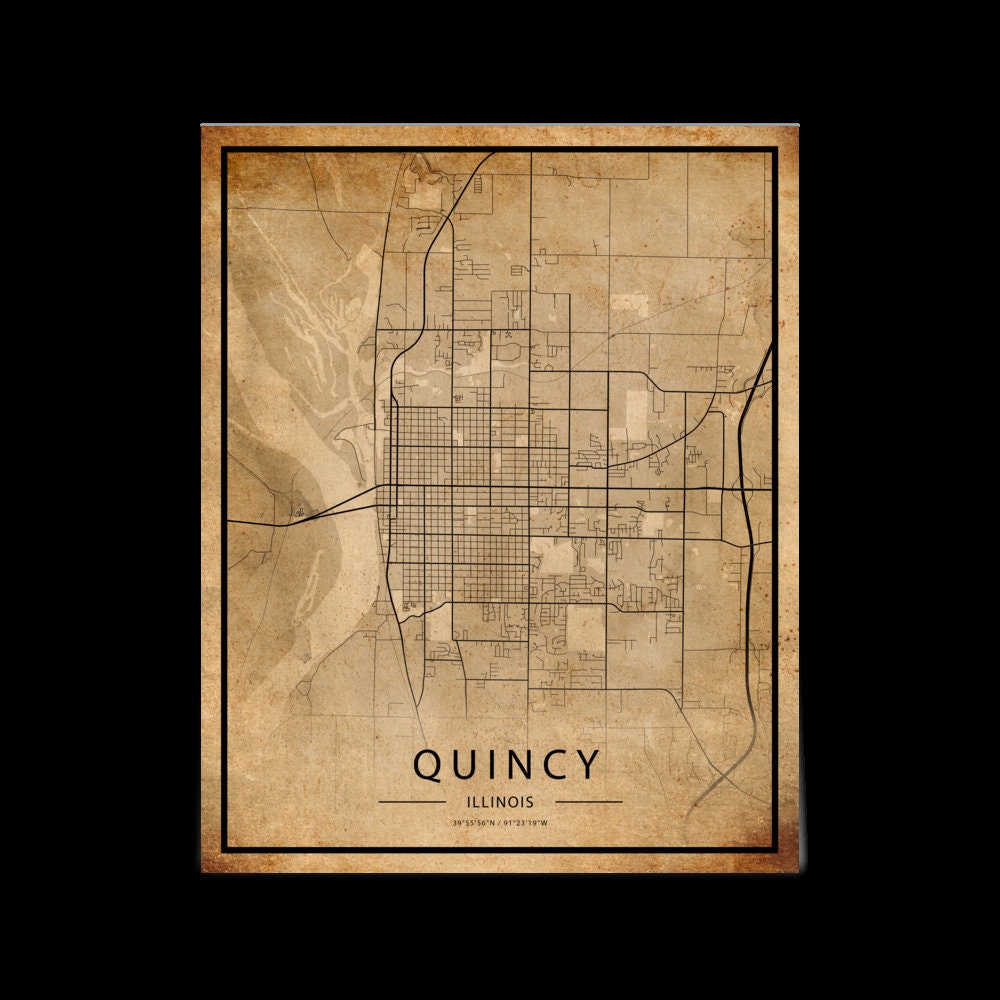 Historic Quincy IL Vintage Style Map Poster 16 X 20 Antique Style ...