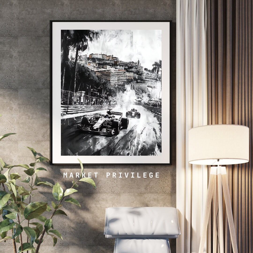 Monaco F1 Poster | Formula 1 Print | Black and White Racing Art | F1 ...