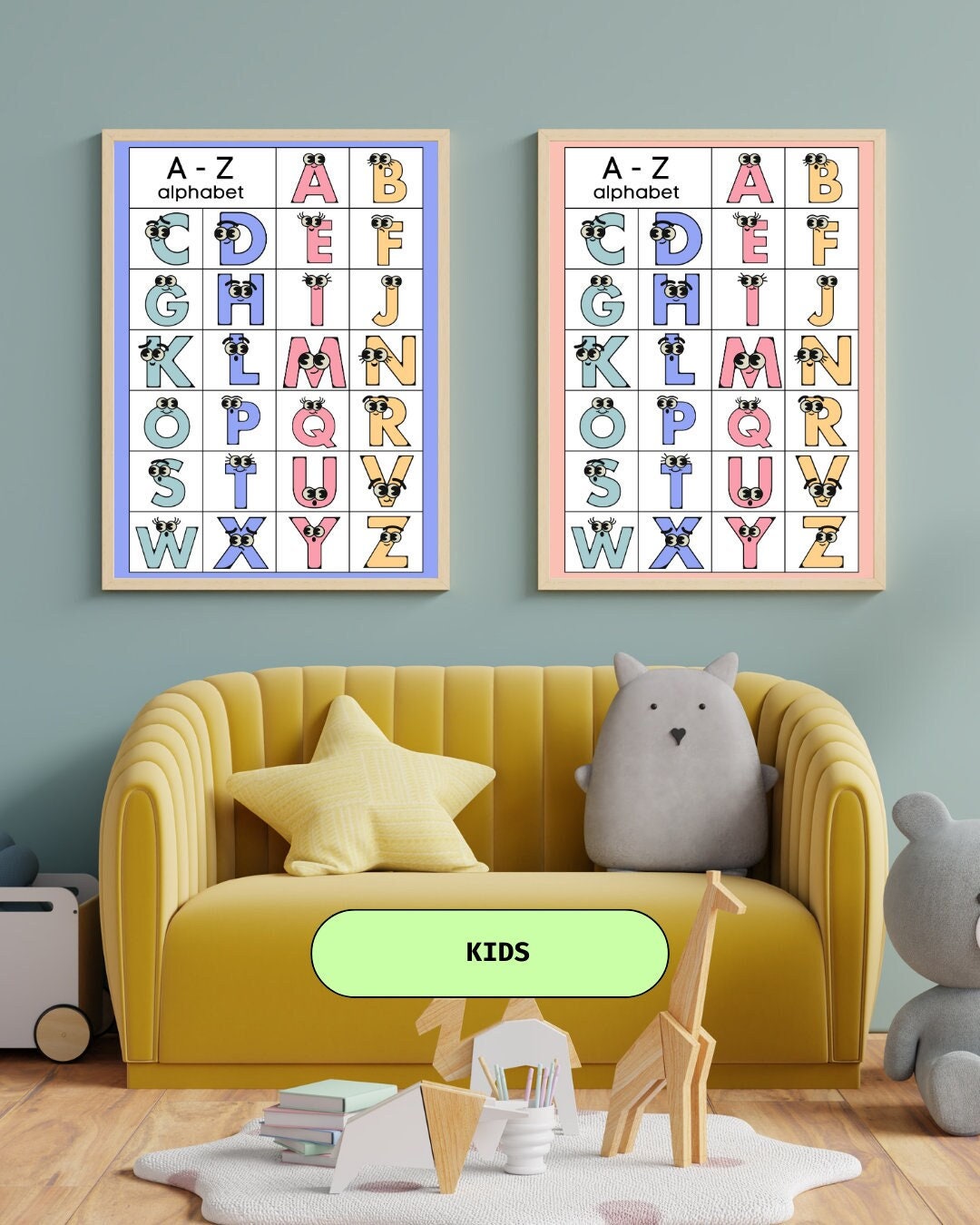 Digital Alphabet Poster for Children Educational Decoration for Kids ...