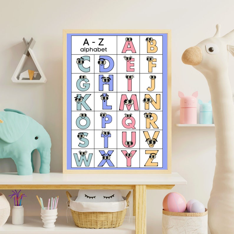 Digital Alphabet Poster for Children Educational Decoration for Kids ...