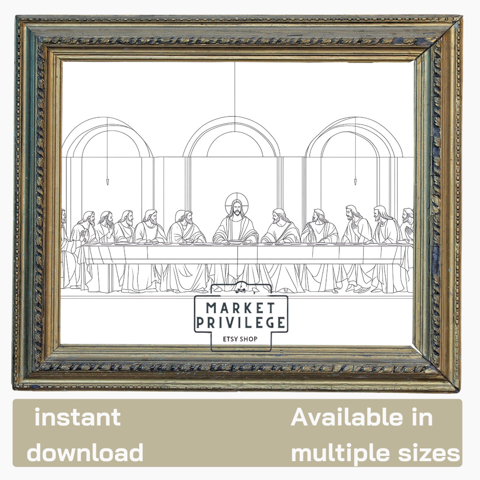 The Last Supper - Line Art Downloadable | Geometric Jesus Art ...