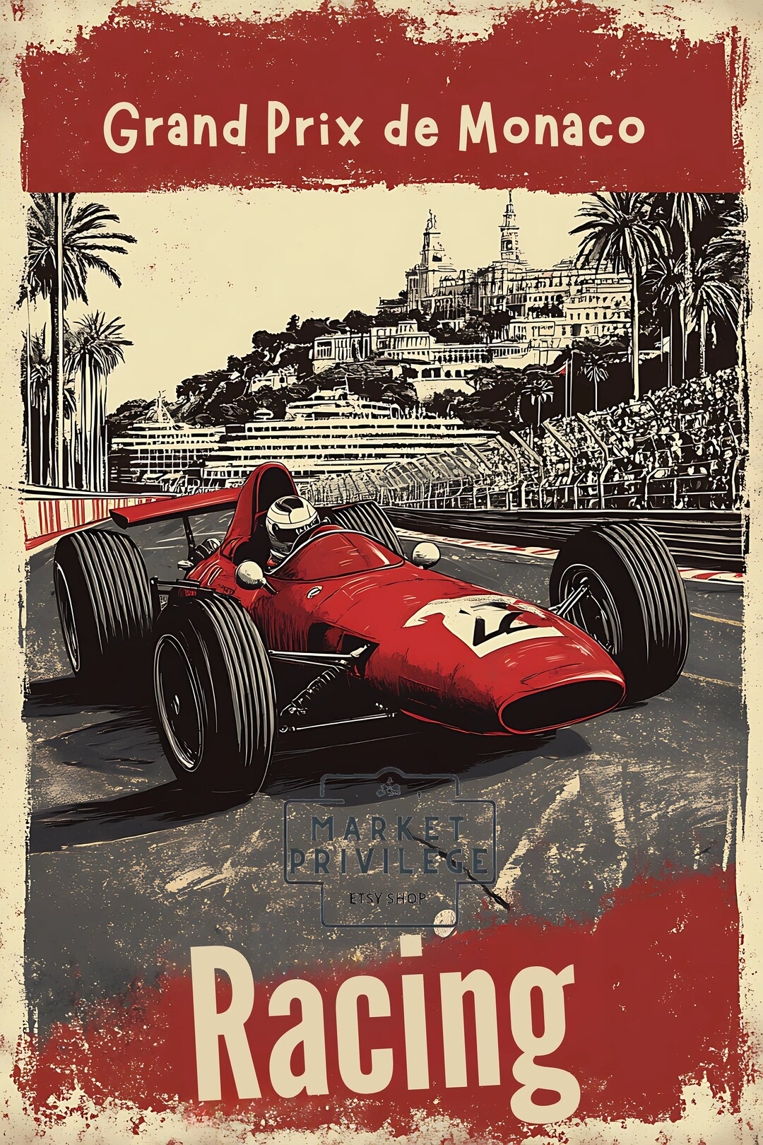 Vintage Formula 1 Poster Monaco Grand Prix Retro Racing Wall Art ...