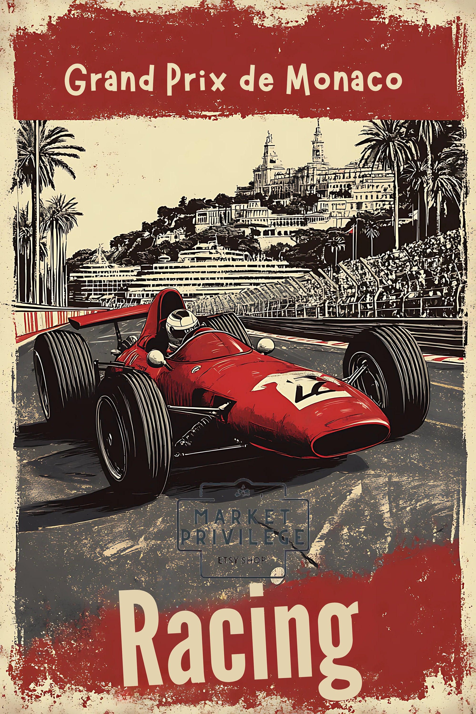 Vintage Formula 1 Poster - Monaco Grand Prix | Retro Racing Wall Art ...