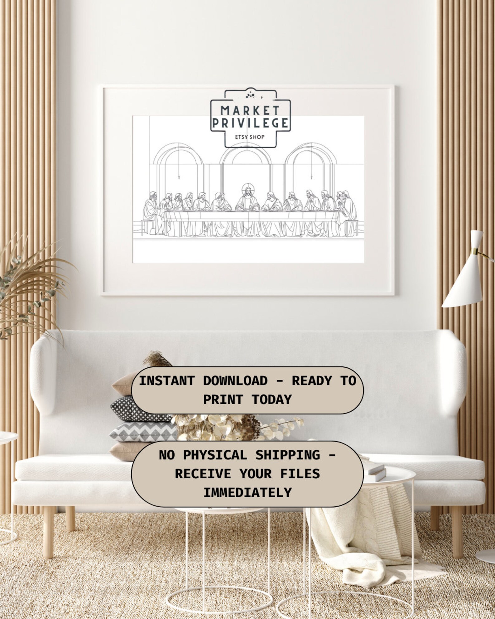 The Last Supper - Line Art Downloadable | Geometric Jesus Art ...