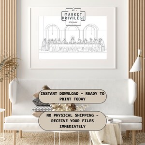 The Last Supper - Line Art Downloadable | Geometric Jesus Art ...