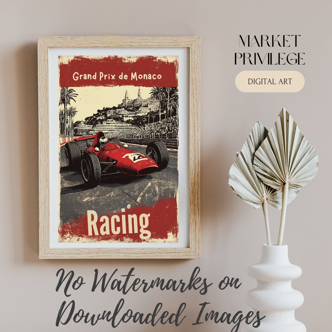 Vintage Formula 1 Poster - Monaco Grand Prix | Retro Racing Wall Art ...