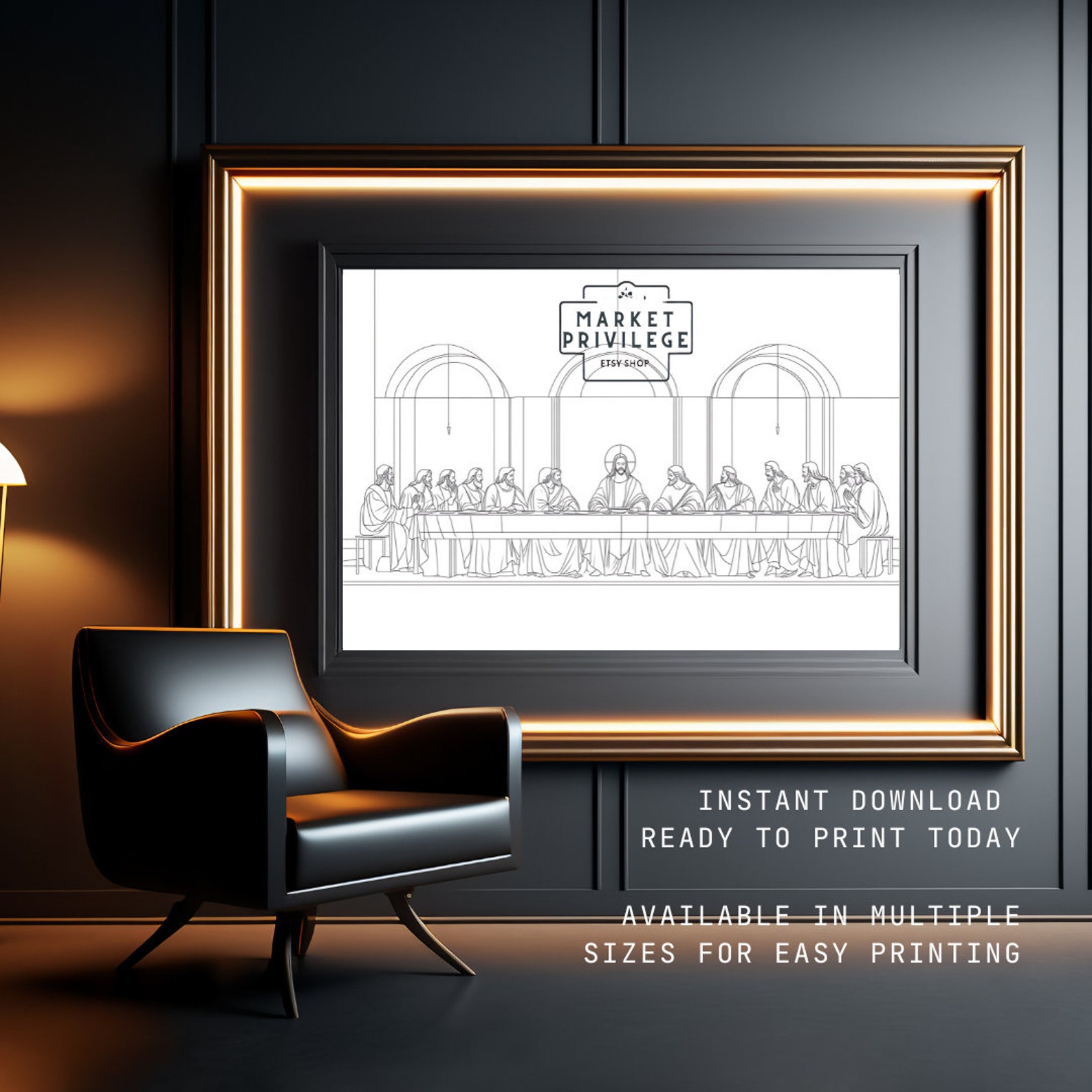 The Last Supper - Line Art Downloadable | Geometric Jesus Art ...