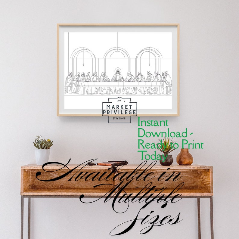 The Last Supper - Line Art Downloadable | Geometric Jesus Art ...