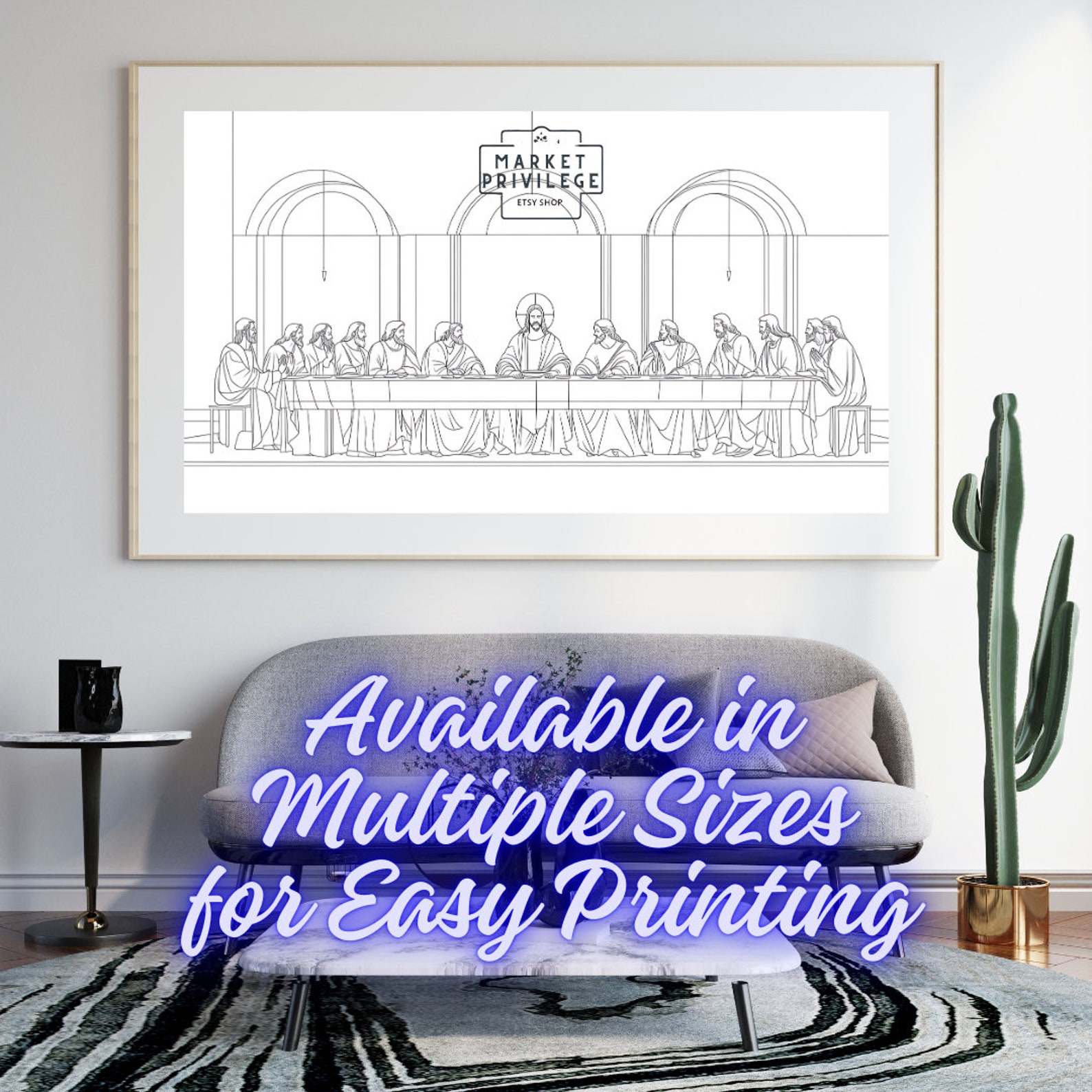 The Last Supper - Line Art Downloadable | Geometric Jesus Art ...