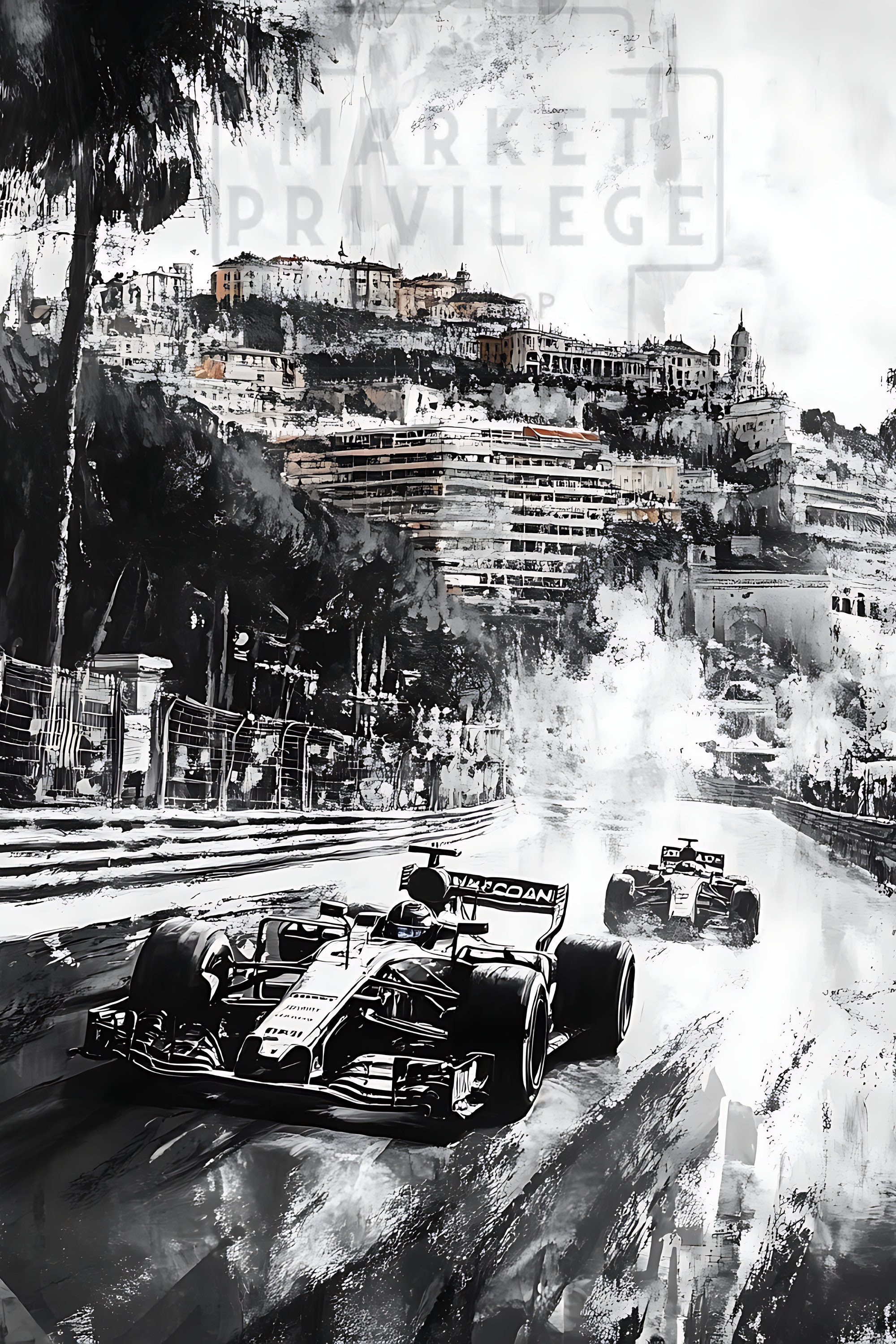 Monaco F1 Poster | Formula 1 Print | Black and White Racing Art | F1 ...