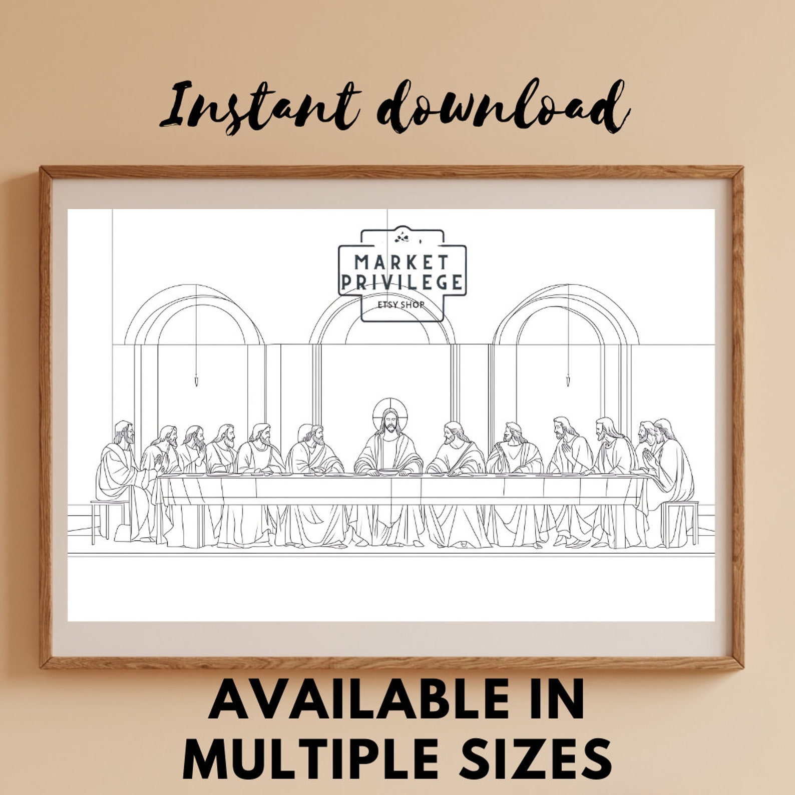 The Last Supper - Line Art Downloadable | Geometric Jesus Art ...