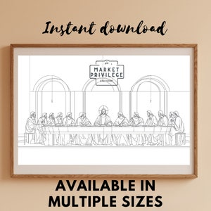 The Last Supper - Line Art Downloadable | Geometric Jesus Art ...
