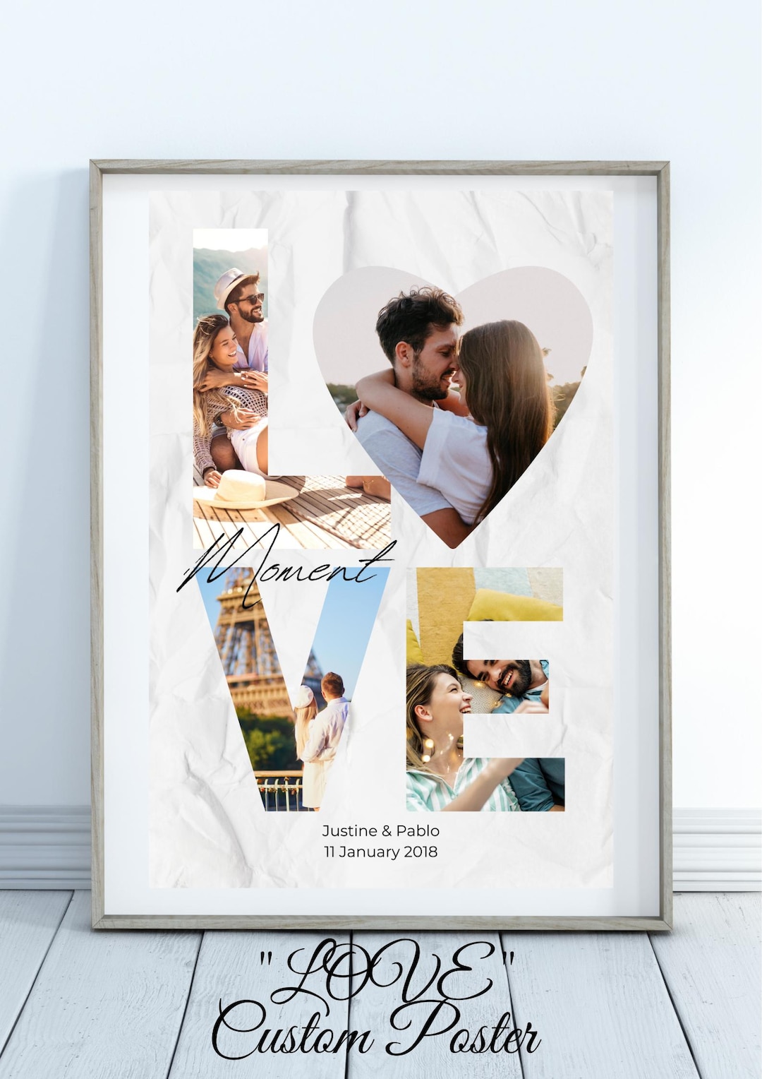 Personalized LOVE Poster - Unique Couple Gift | Romantic Photo Collage ...
