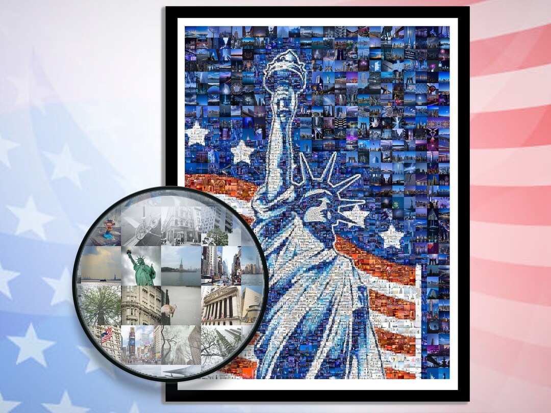 Statue of Liberty With American Flag Iconic Patriotic Wall Art for Home ...