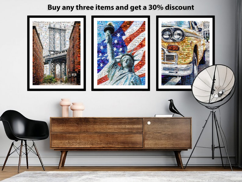Statue of Liberty With American Flag Iconic Patriotic Wall Art for Home ...