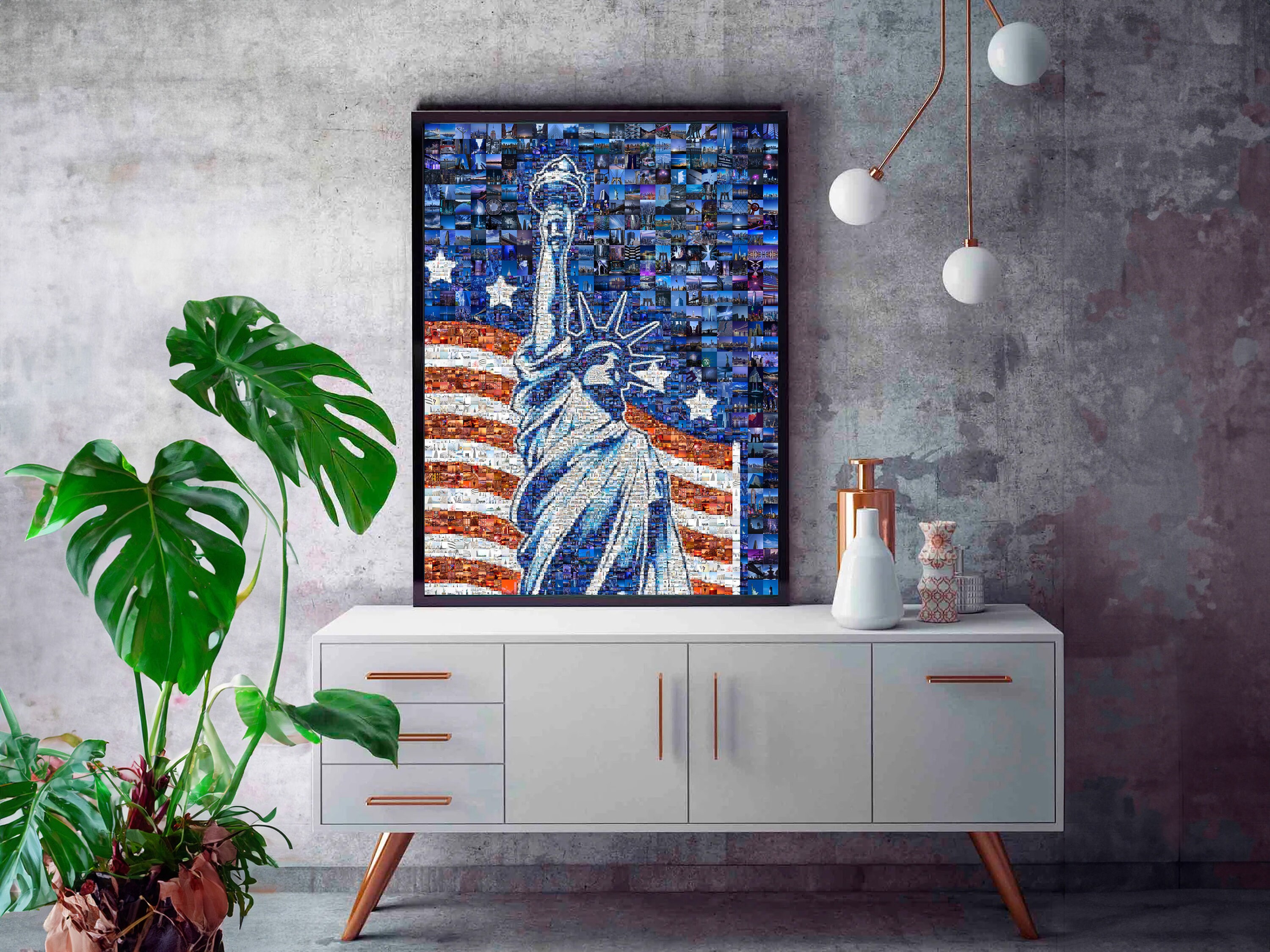 Statue of Liberty With American Flag Iconic Patriotic Wall Art for Home ...