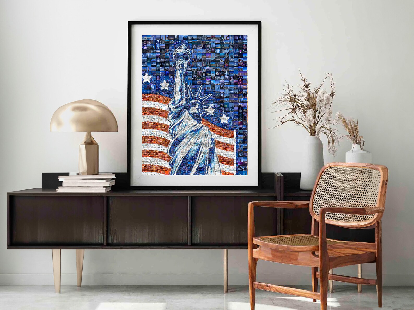 Statue of Liberty With American Flag Iconic Patriotic Wall Art for Home ...