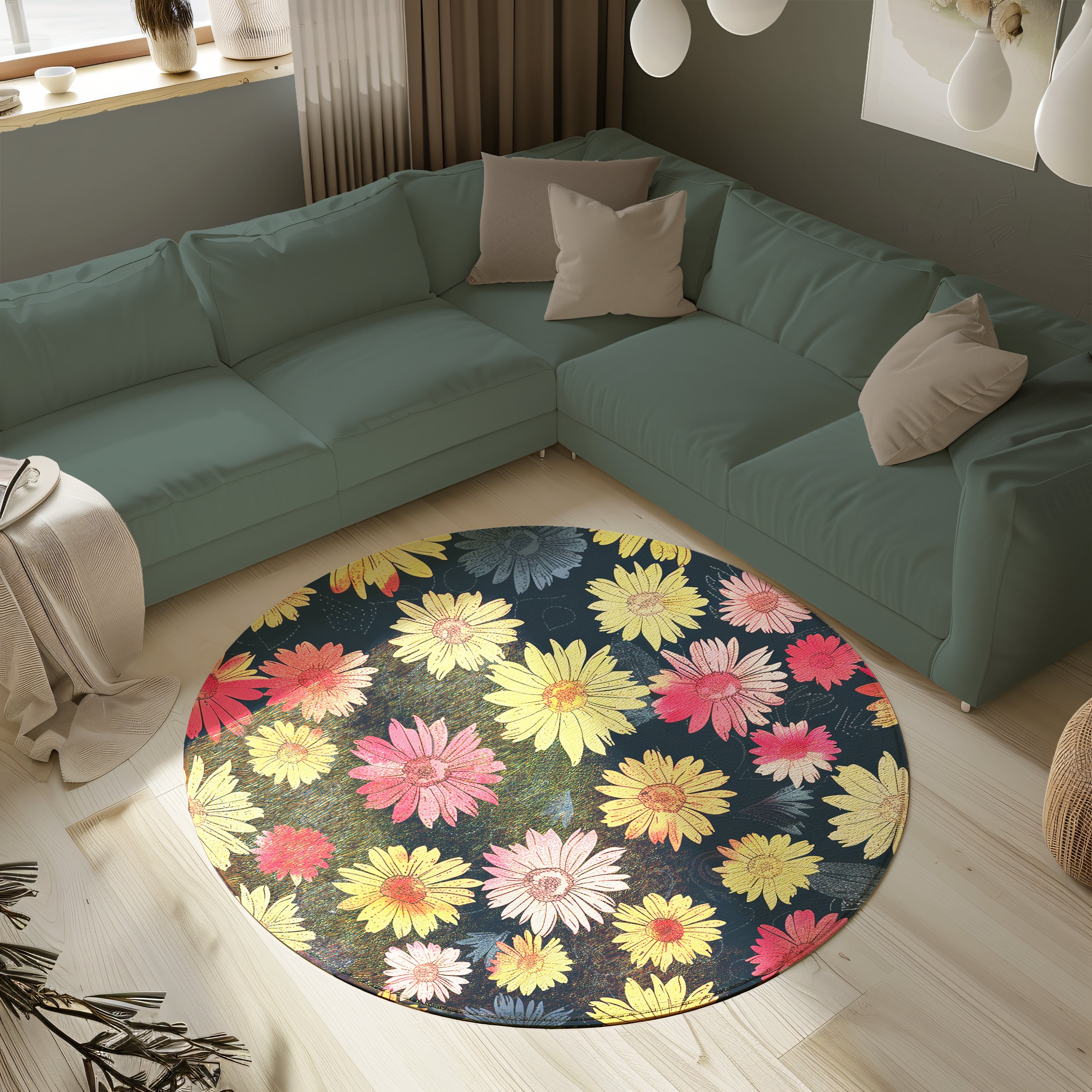 Area Round Rug Mockup, Circle Rug Mock-up, PSD Smart Object Mockup ...