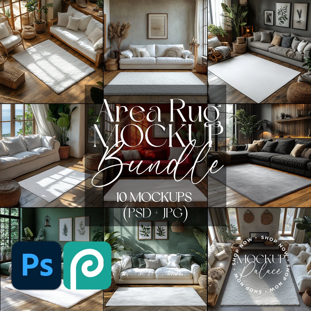 10 Rugs Mockup Bundle, Carpet Templates, Living Room Carpets, Rugs ...