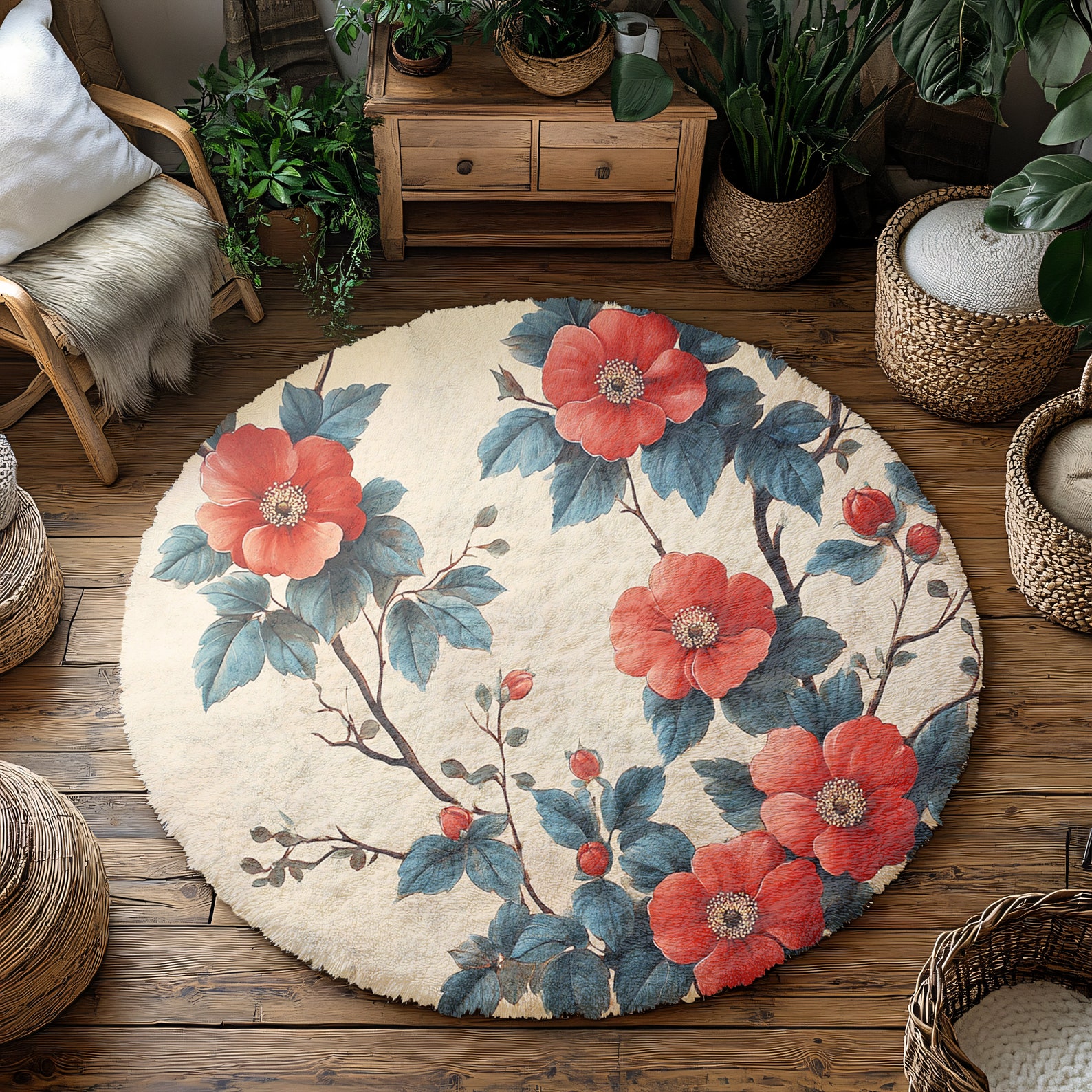 Area Round Rug Mockup, Circle Rug Mock-up, PSD Smart Object Mockup ...