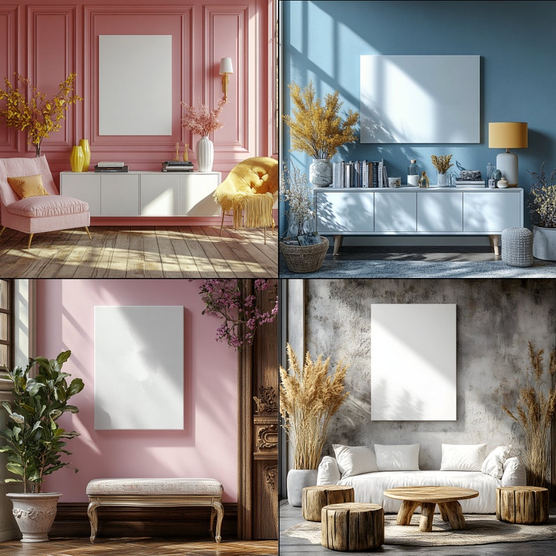 Canvas Mockup Bundle | 10 Boho Wall & Poster Mockups for Interior ...