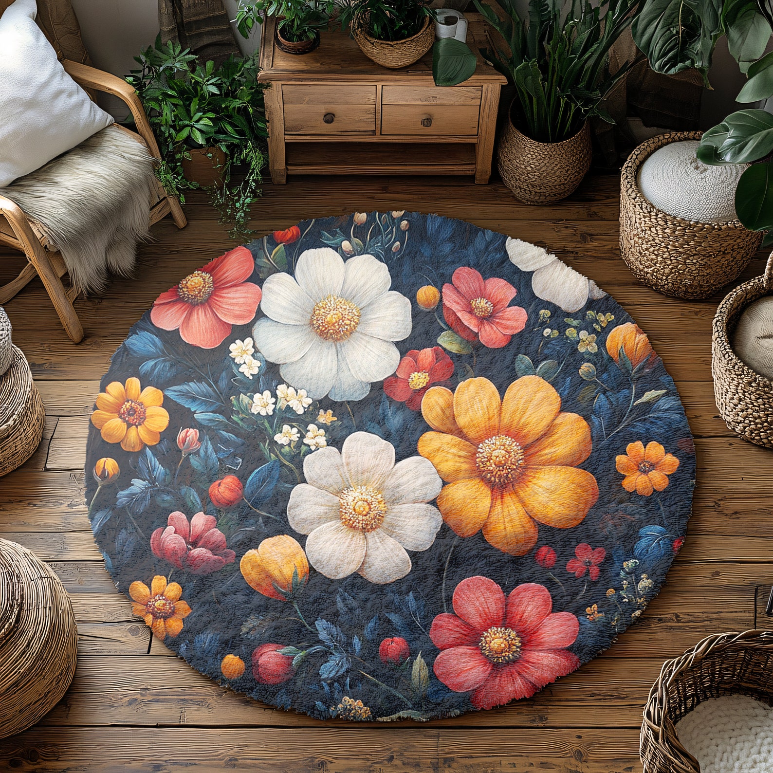 Area Round Rug Mockup, Circle Rug Mock-up, PSD Smart Object Mockup ...