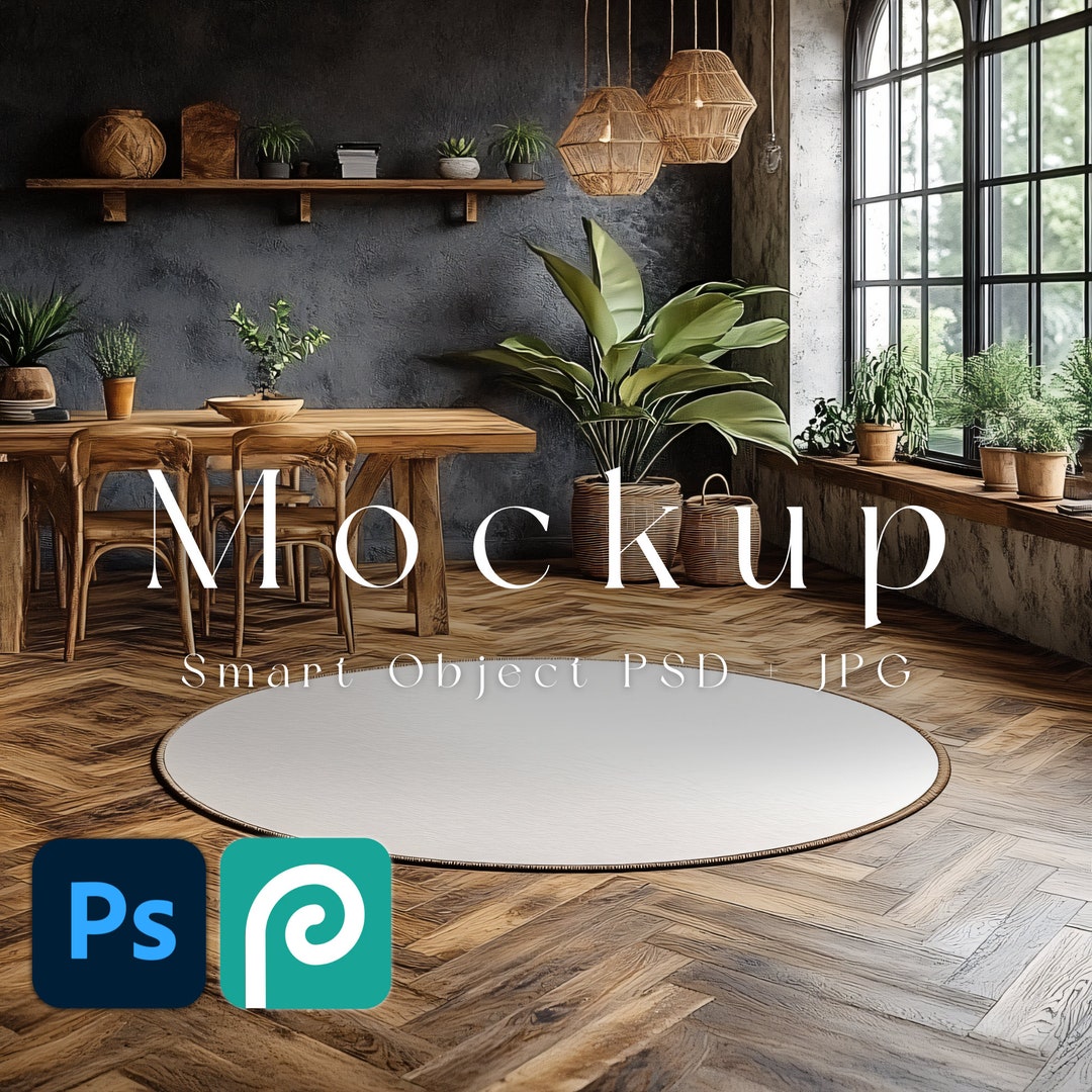 Area Round Rug Mockup, Circle Rug Mock-up PSD for Digital Product ...
