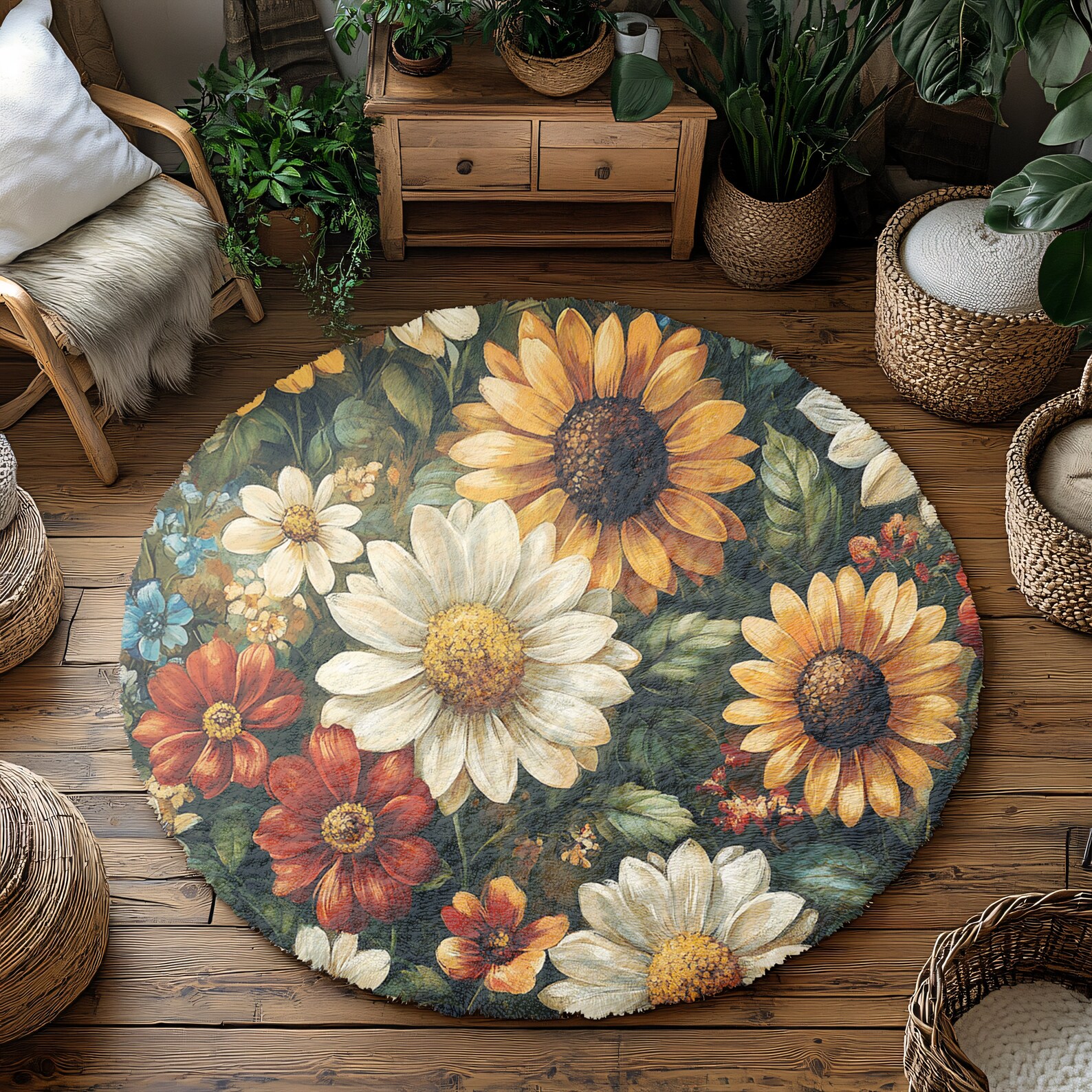 Area Round Rug Mockup, Circle Rug Mock-up, PSD Smart Object Mockup ...