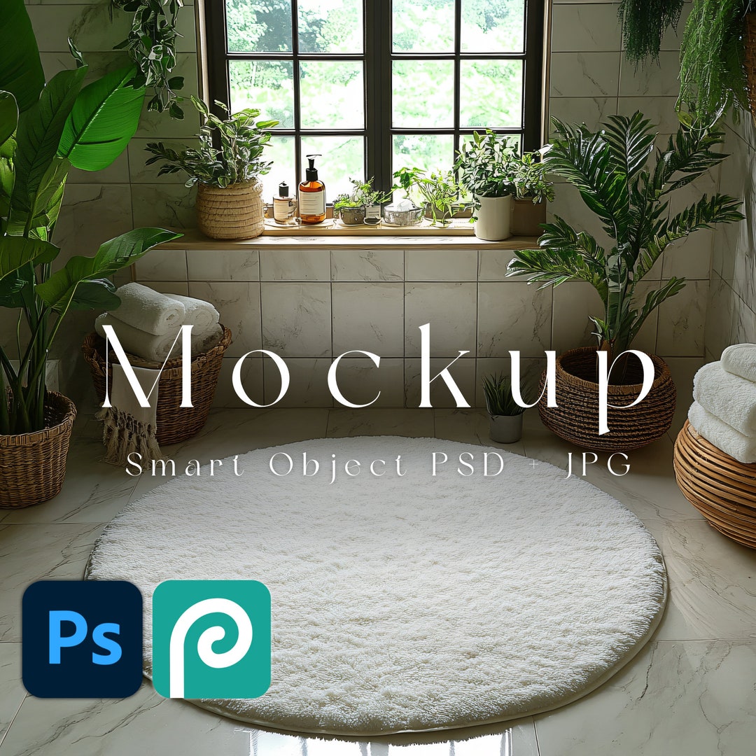 Round Rug Mockup, Circle Rug Mock-up PSD for Carpet Display in ...