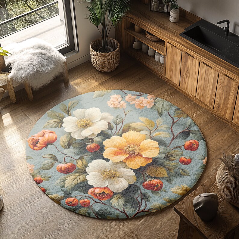 Area Round Rug Mockup, Circle Rug Mock-up, PSD Smart Object Mockup ...