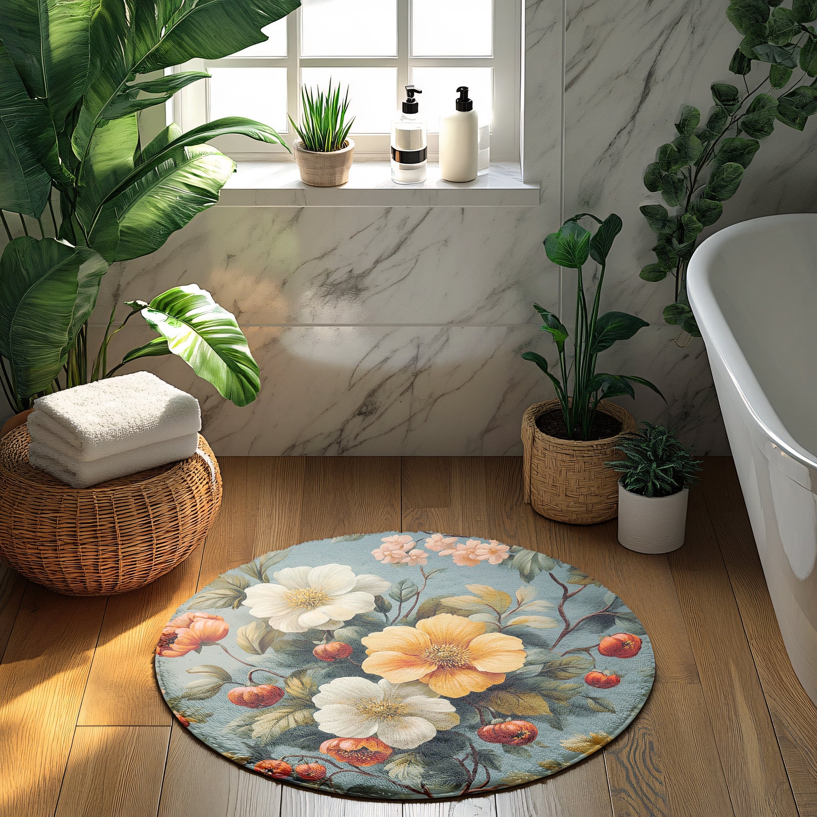 Area Round Rug Mockup, Circle Rug Mock-up, PSD Smart Object Mockup ...