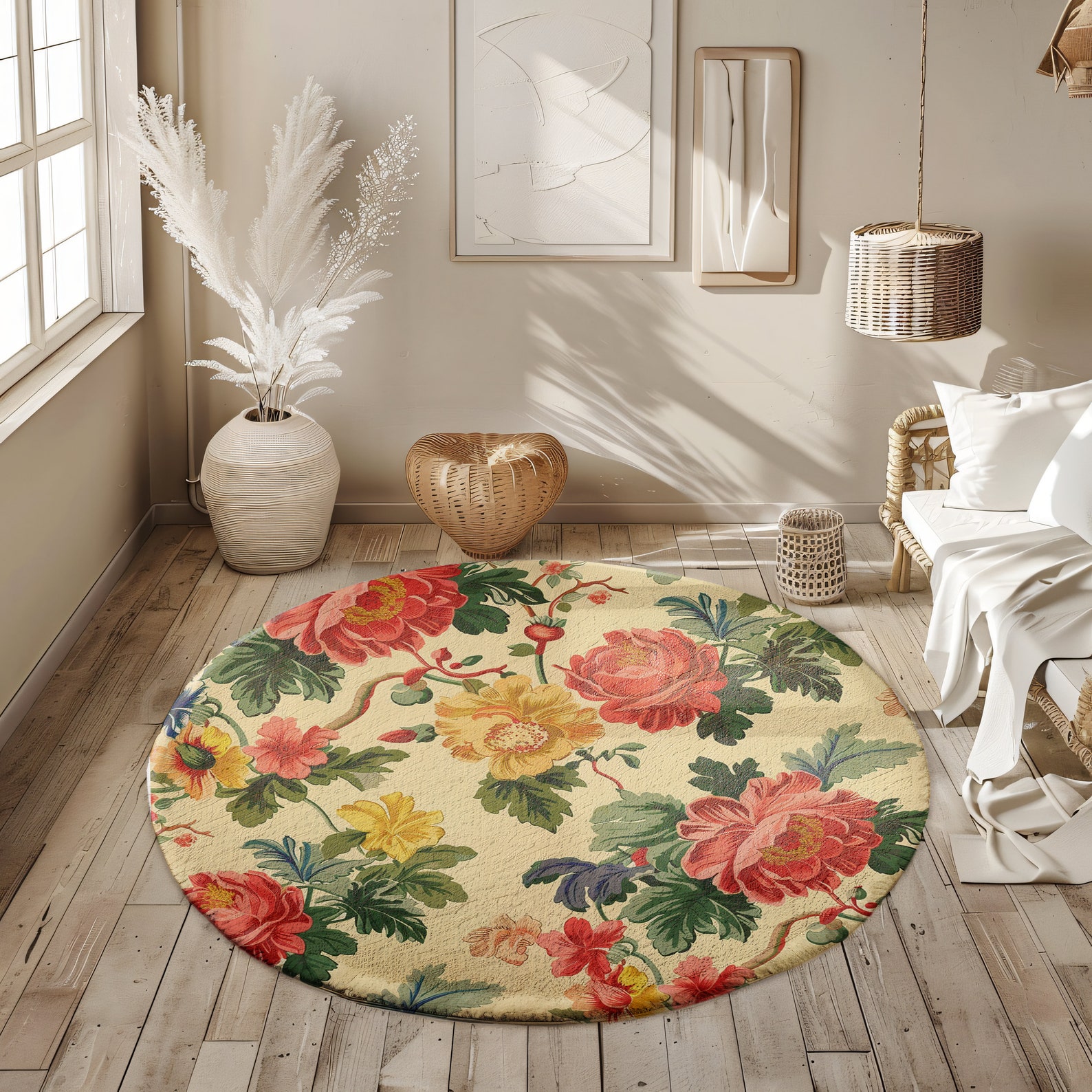 Area Round Rug Mockup, Circle Rug Mock-up, PSD Smart Object Mockup ...