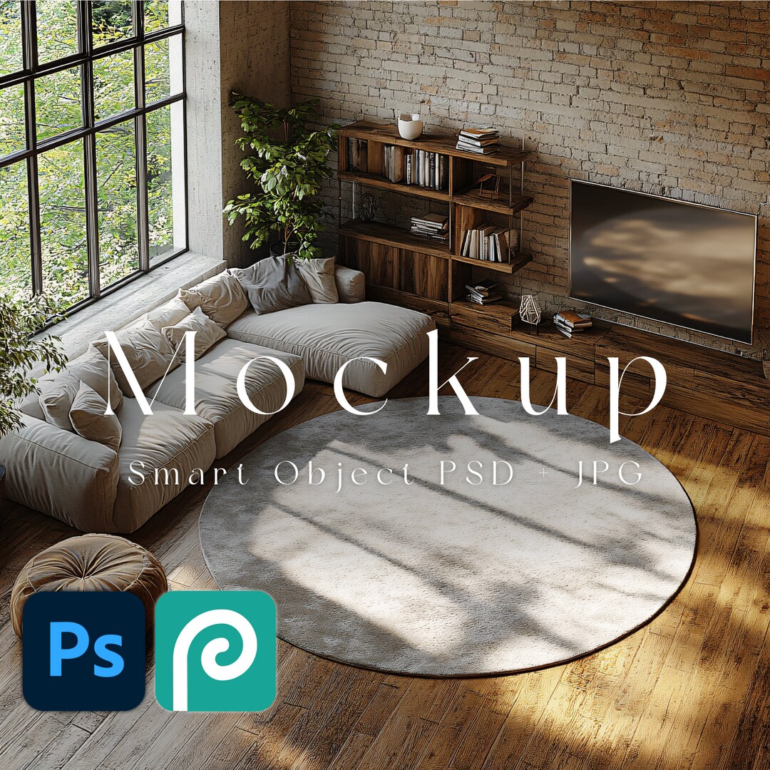 Round Rug Mockup, Circle Rug Mock-up PSD for Carpet Display in ...