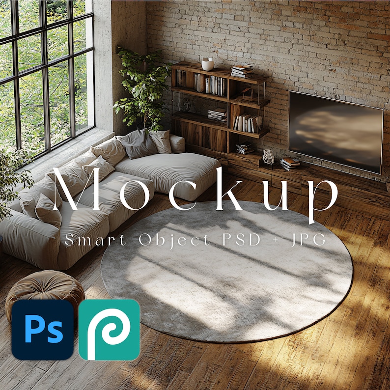 Round Rug Mockup, Circle Rug Mock-up PSD for Carpet Display in ...