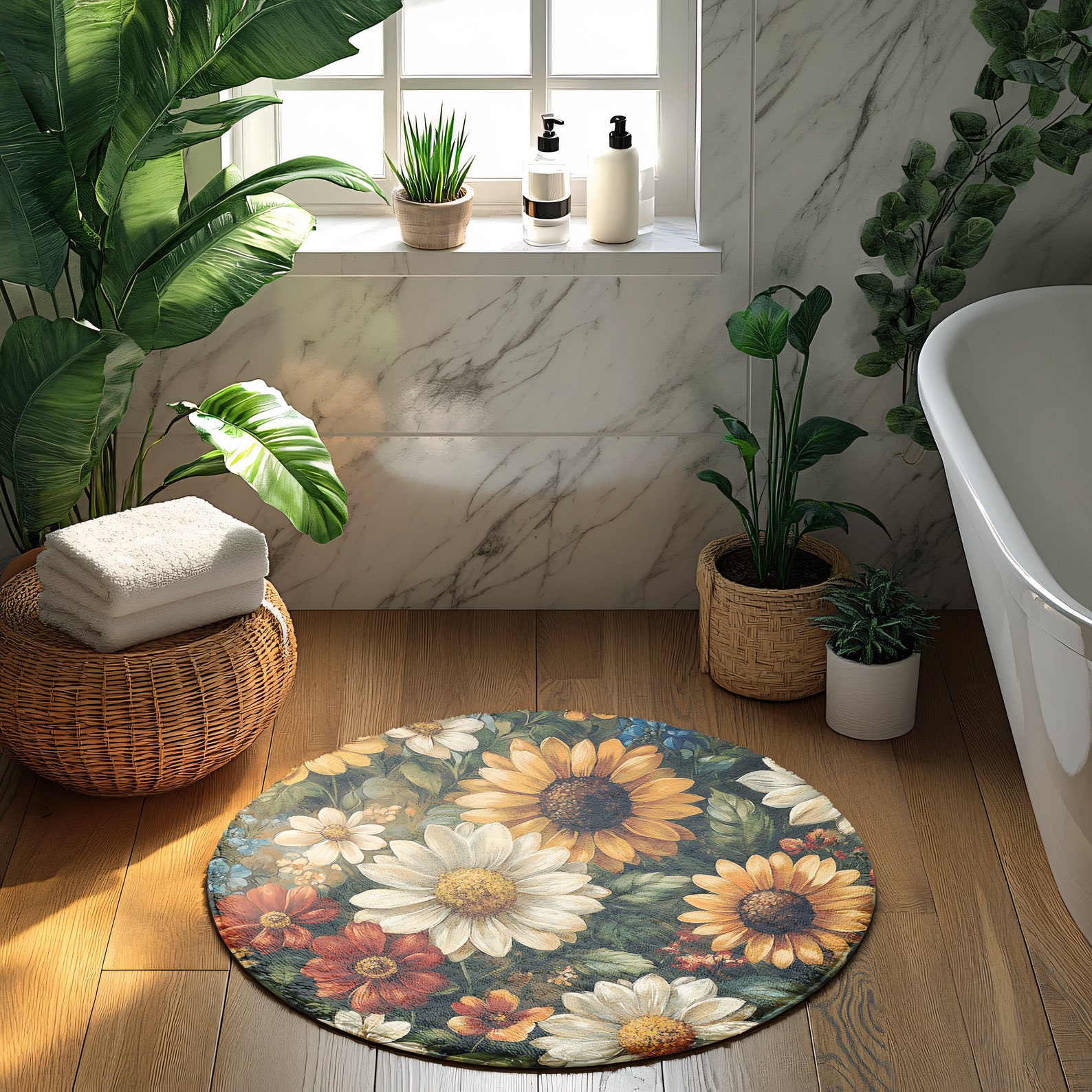 Area Round Rug Mockup, Circle Rug Mock-up, PSD Smart Object Mockup ...