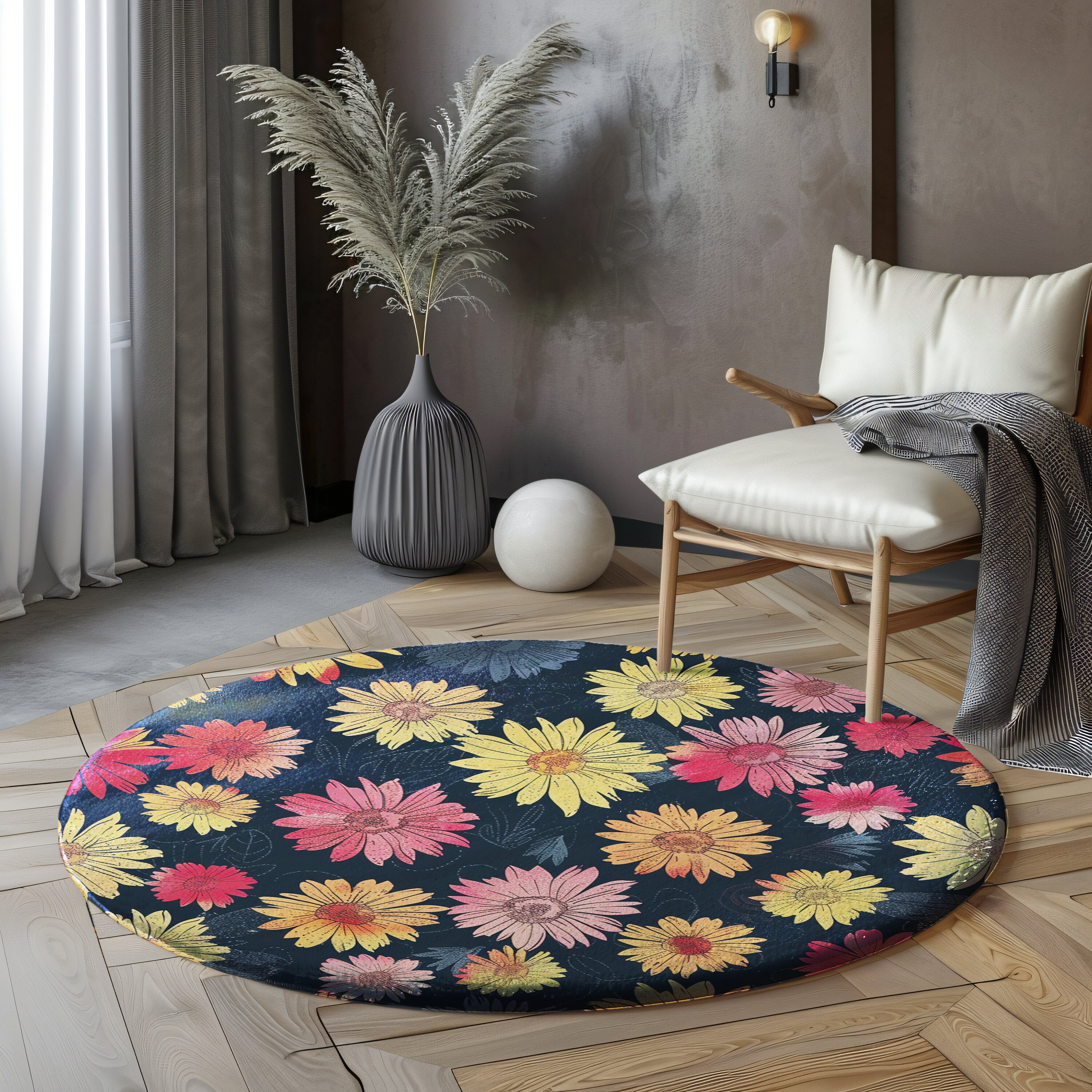 Area Round Rug Mockup, Circle Rug Mock-up, PSD Smart Object Mockup ...