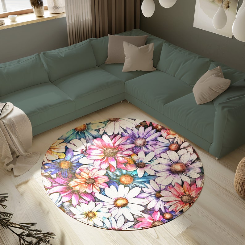 Area Round Rug Mockup, Circle Rug Mock-up, PSD Smart Object Mockup ...