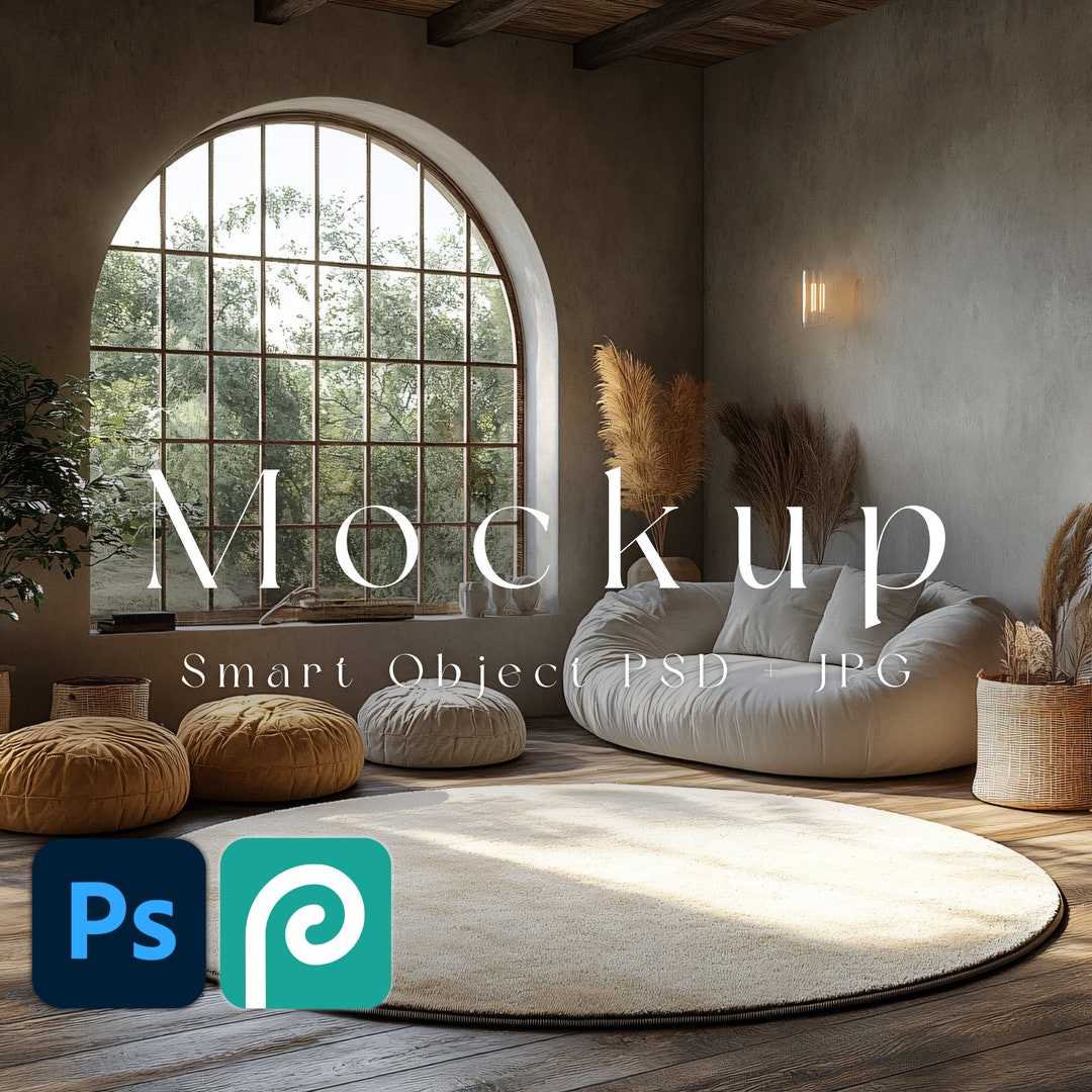 Area Round Rug Mockup | Circle Rug Mock-up PSD for Digital Display ...