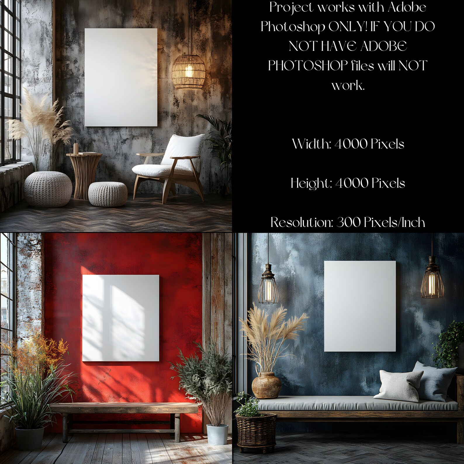 Canvas Mockup Bundle | 10 Boho Wall & Poster Mockups for Interior ...