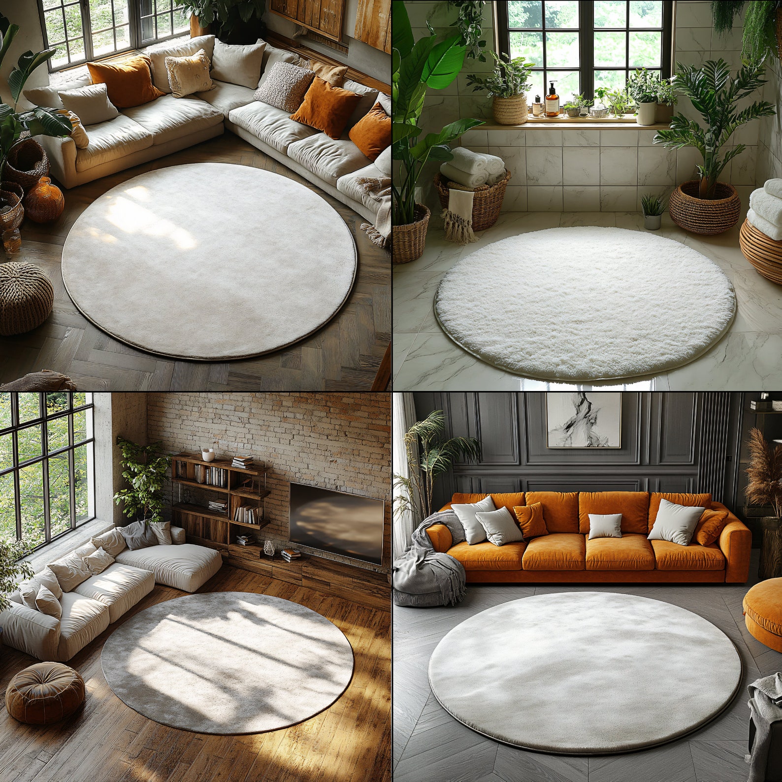 Area Round Rug Mockup Bundle | Circle Rug PSD Mock-ups | Carpet Mockup ...
