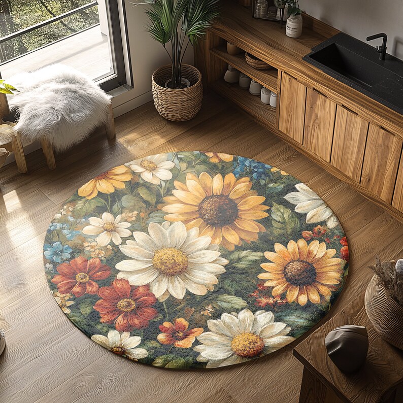 Area Round Rug Mockup, Circle Rug Mock-up, PSD Smart Object Mockup ...
