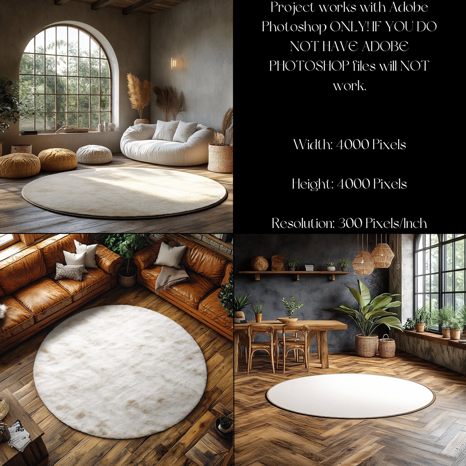 Area Round Rug Mockup Bundle | Circle Rug PSD Mock-ups | Carpet Mockup ...