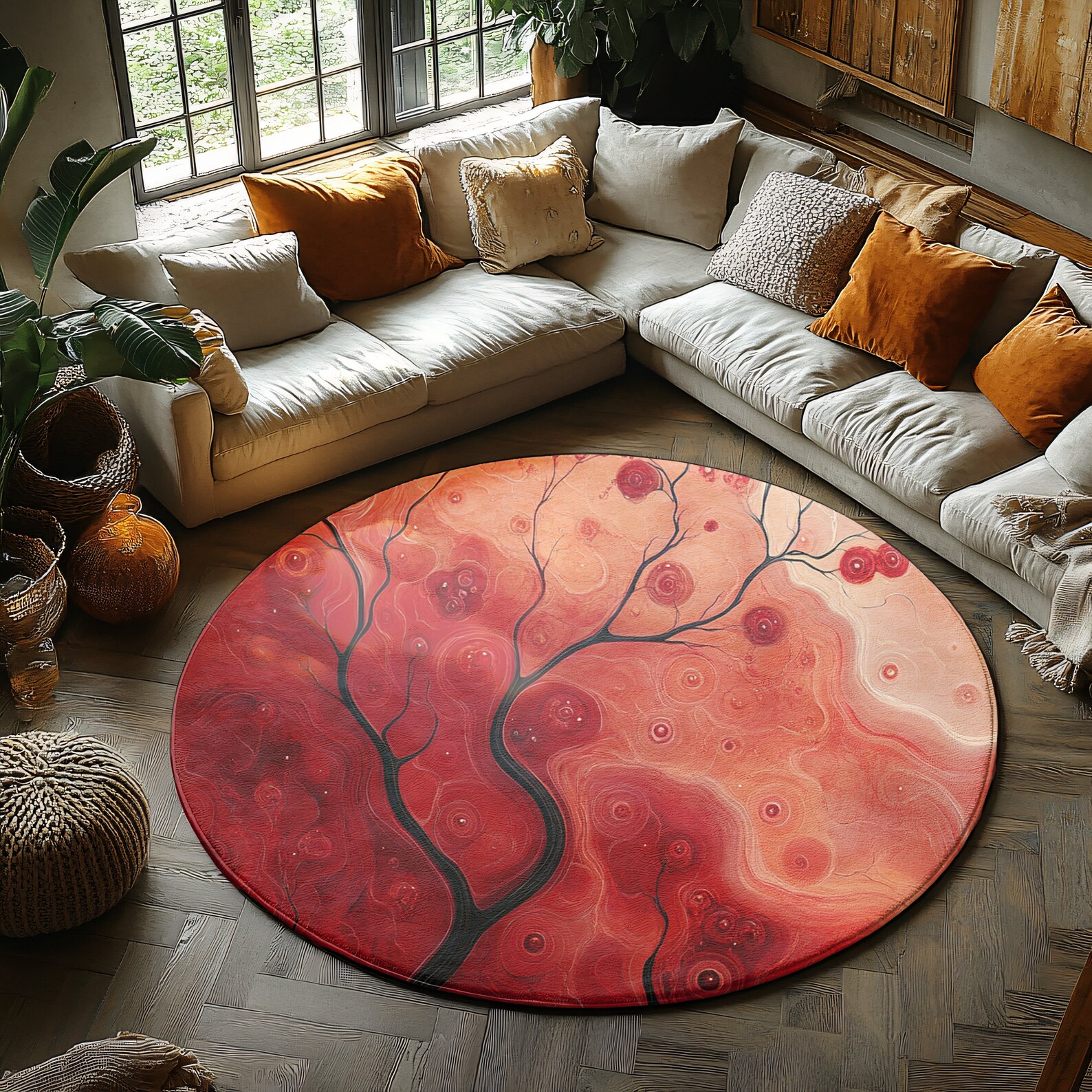 Area Round Rug Mockup, Circle Rug Mock-up PSD for Digital Product ...