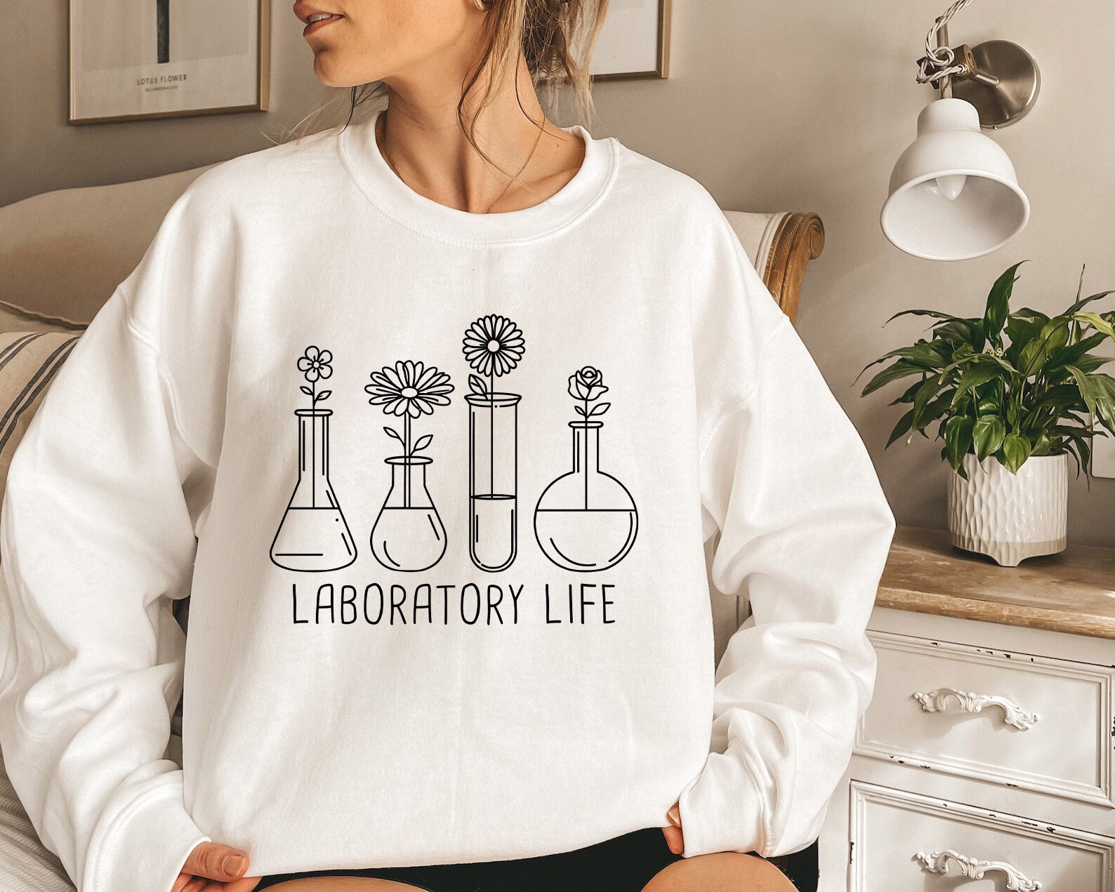 Laboratory Life Sweatshirt | Science Floral Crewneck | Botanical Beaker ...