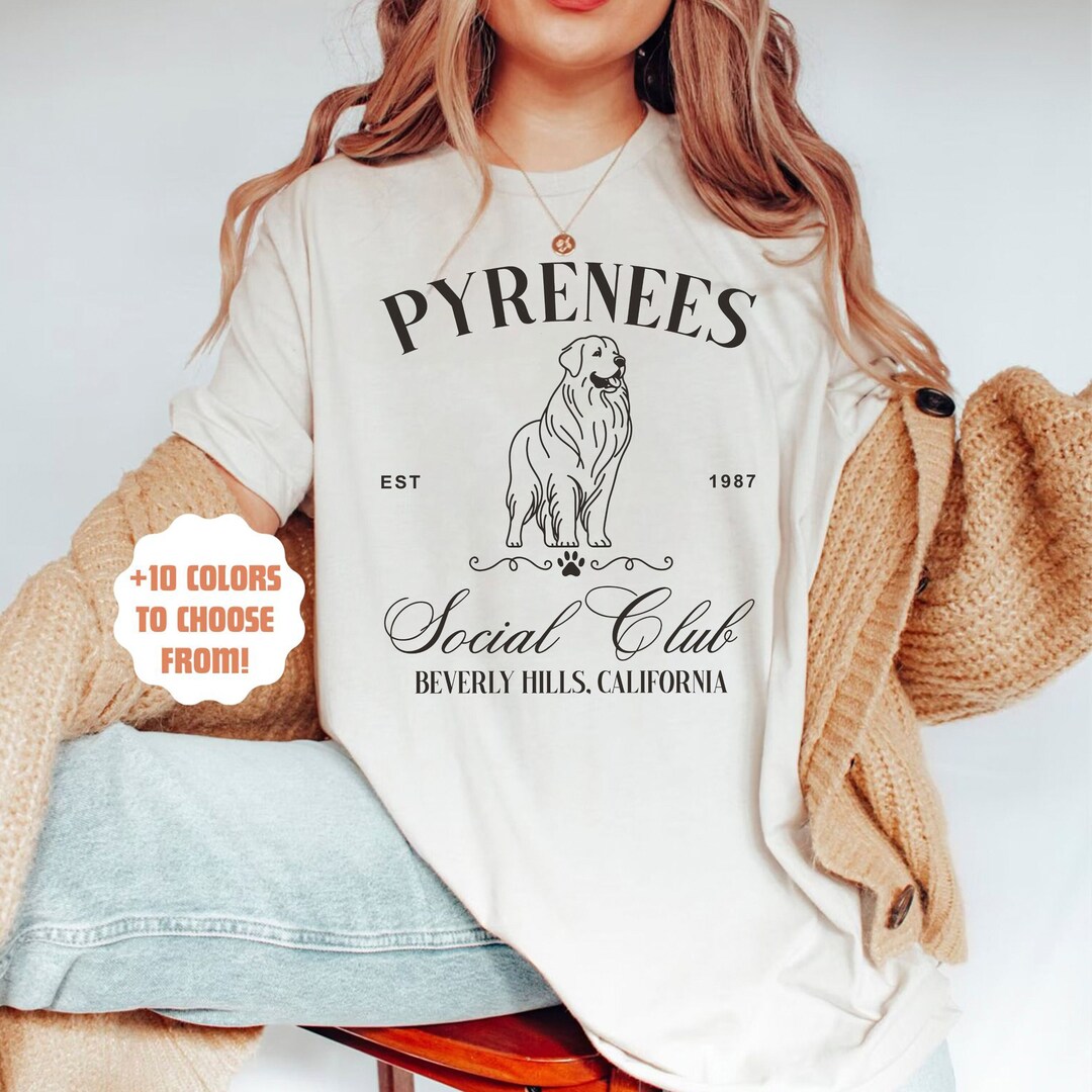 Great Pyrenees Social Club Shirt | Great Pyrenees Tee | Pyrenees Dog ...