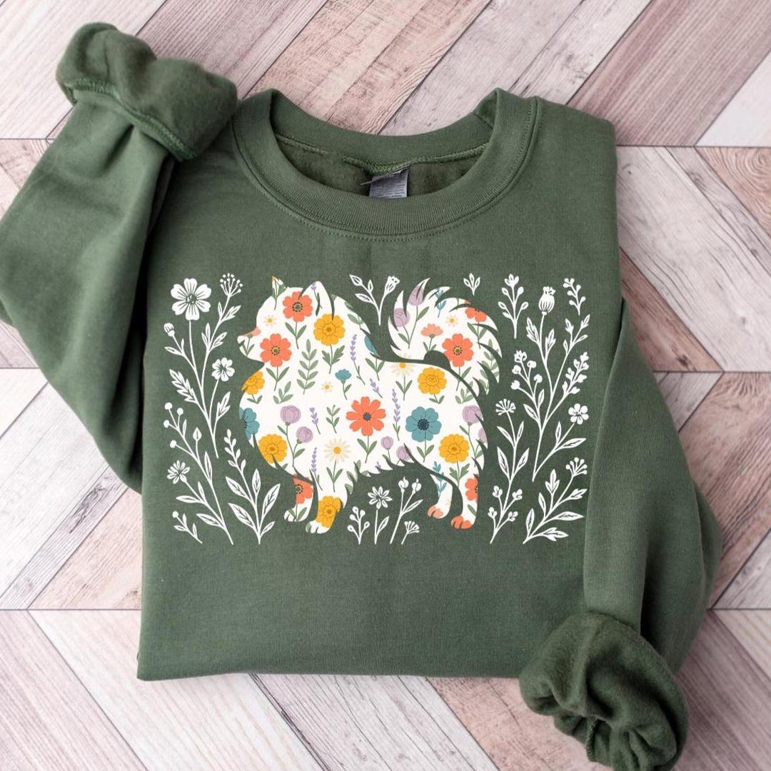 Floral Pomeranian Dog Sweatshirt | Pomeranian Mom Sweater | Pom Dog ...